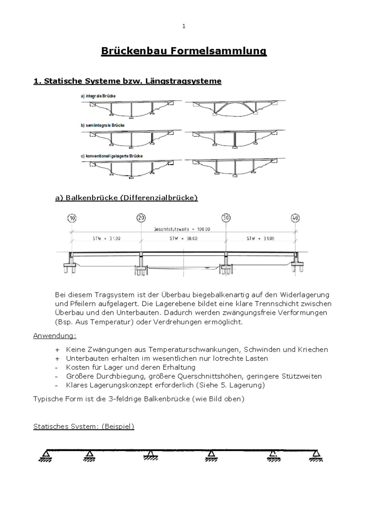 Brückenbau Formelsammlung FS: Statische Systeme und Anwendungen - Studocu