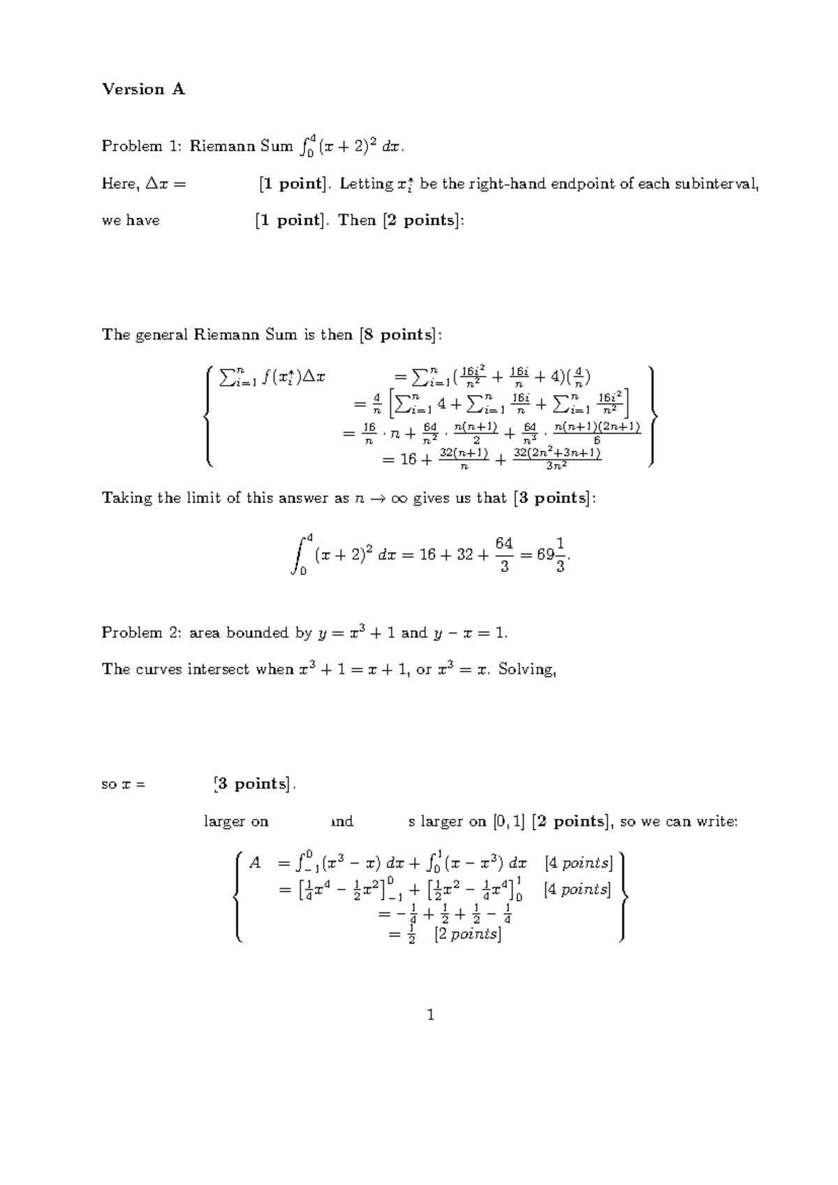 Test1 sp21 - Practice exam on Riemann sums and area calculations - Studocu