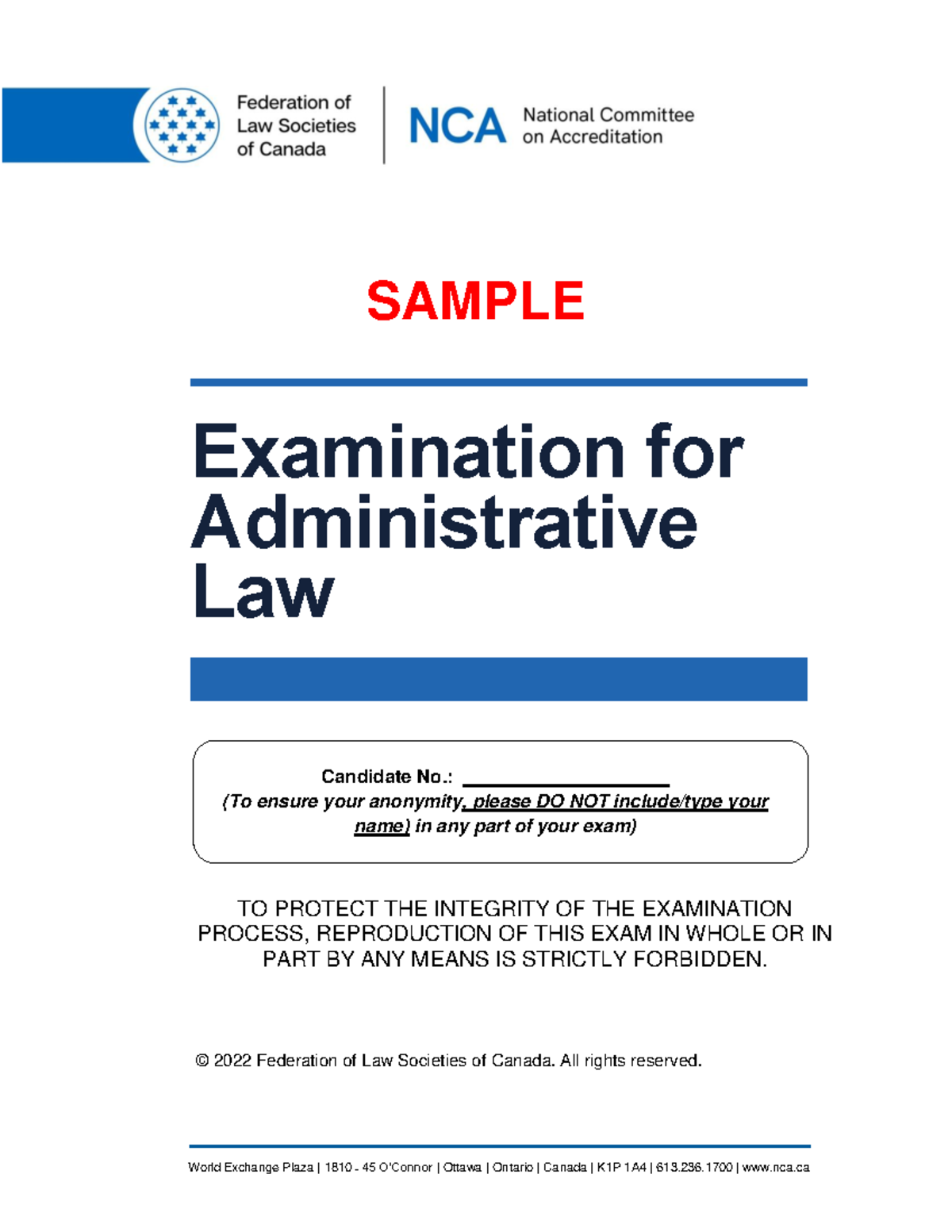 SAMPLE Exam for Administrative Law (NCA) - Candidate Memo & Case ...
