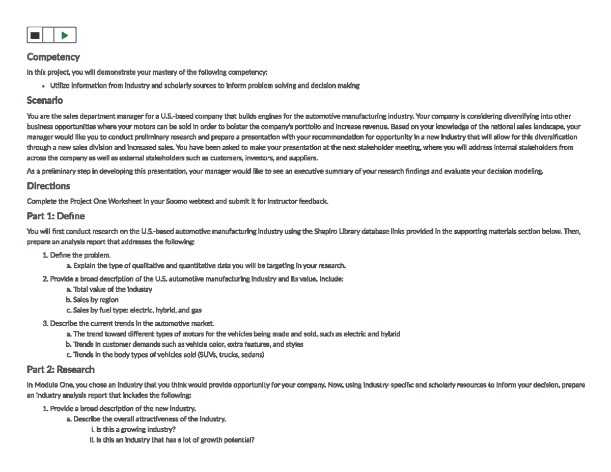 Critcal Business Module 3 Overview - Competency In this project, you ...