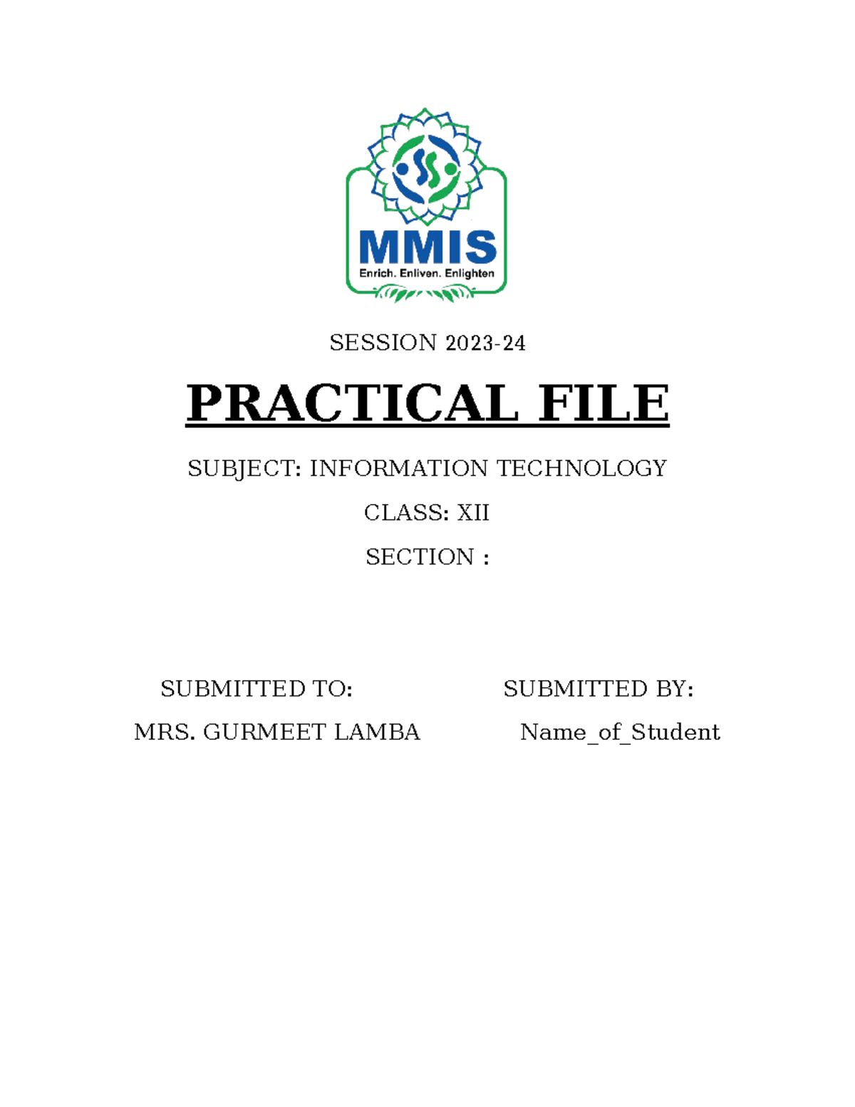 IT Practical File - Class XII SQL & Java Exercises - Studocu