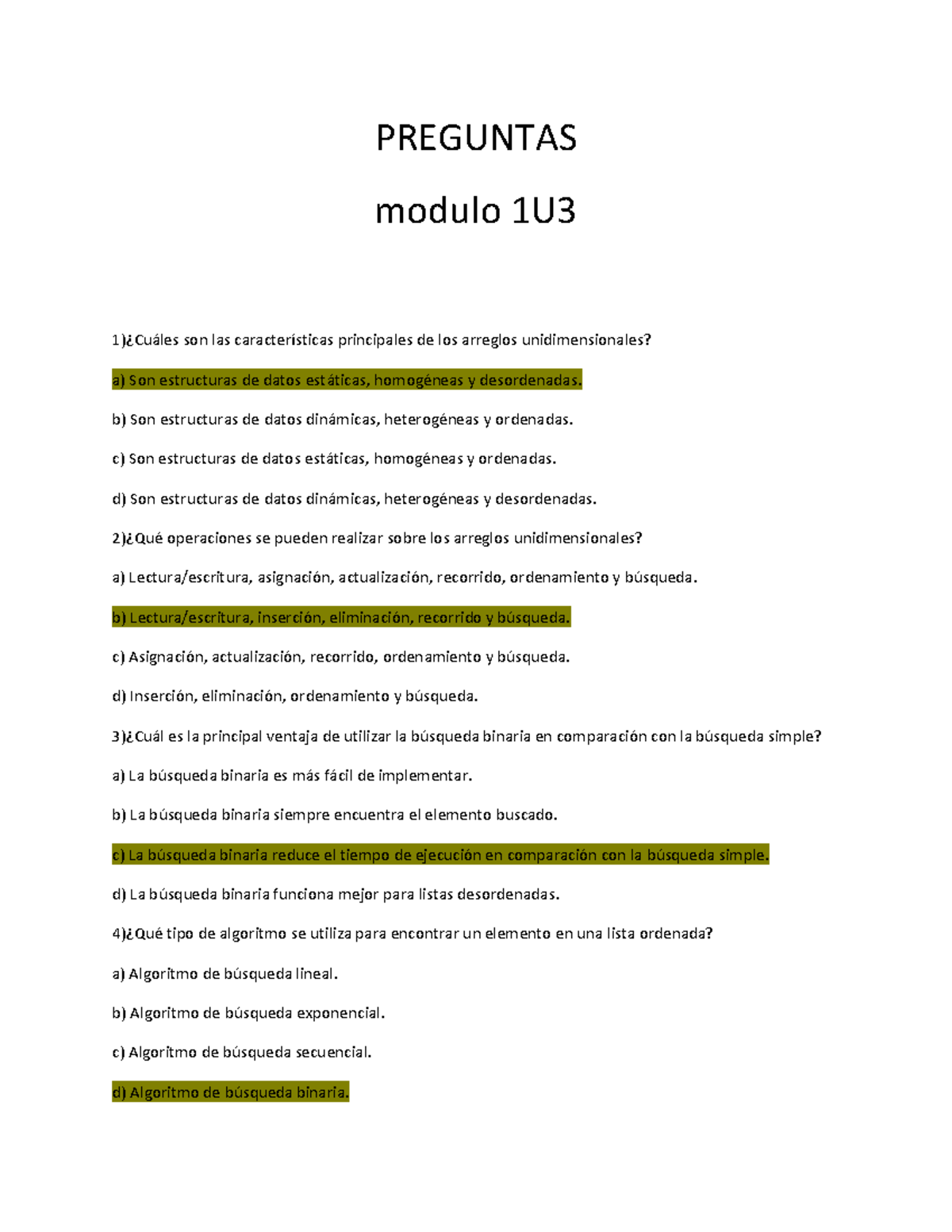 Preguntas y Respuestas Parcial: Introducción a los Algoritmos - Mod. 1 ...