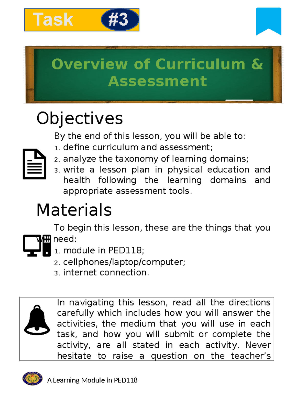 Task-3 - Tasks - Overview of Curriculum & Assessment Objectives By the ...