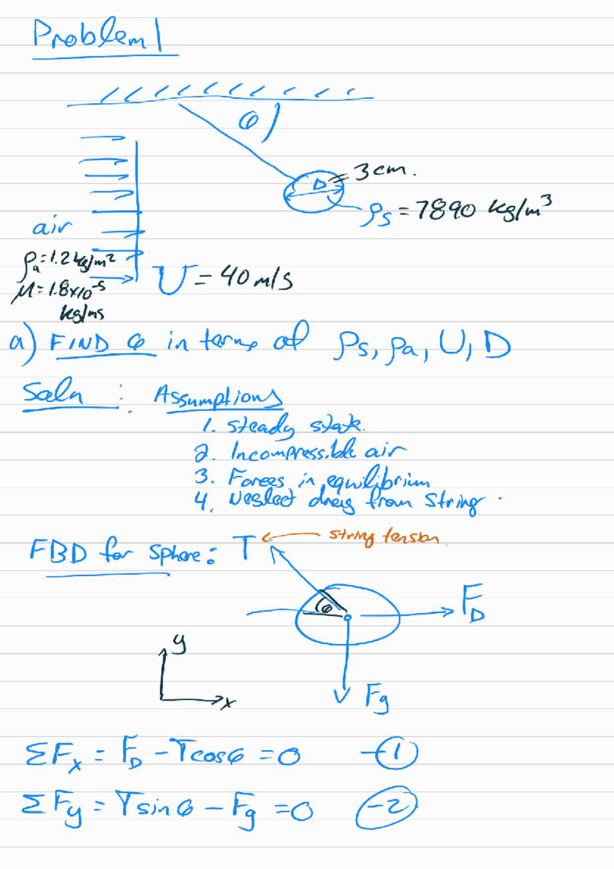 MCG3341 Winter 2024 Assignment 5 Drag and Lift Solutions - Problem o) 3cm. D air is 7890 40mls a ...