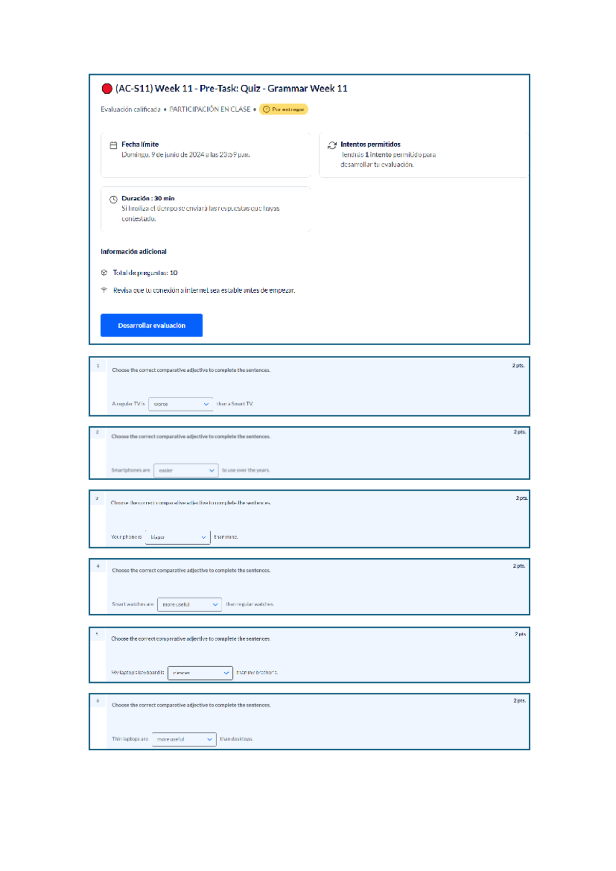 (AC-S11) Week 11 Pre-Task Quiz - Grammar Overview and Tips - Studocu