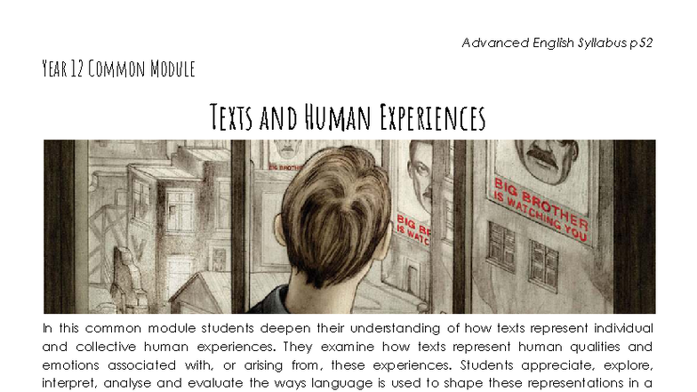 Year 12 Advanced English Syllabus: Texts & Human Experiences - Studocu
