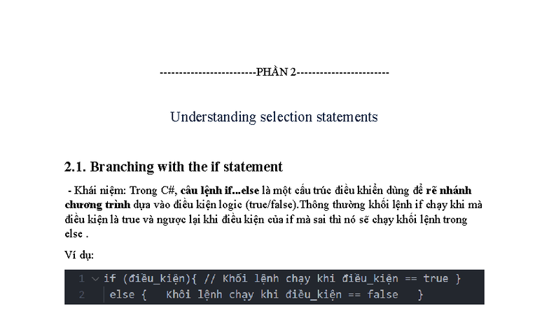 Understanding If and Switch Statements in Programming - 123124 - Studocu