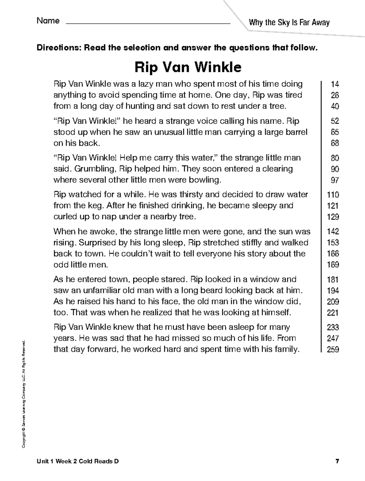 M V20 NA G3 U1 W2 Cold Reads: Rip Van Winkle Analysis - Studocu