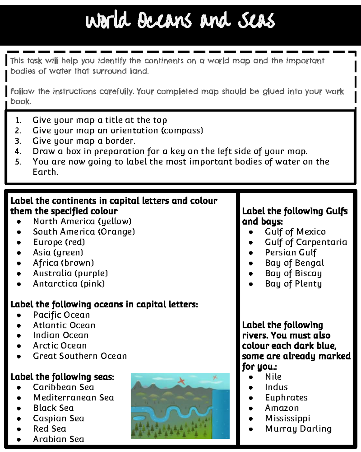 World Oceans and Seas Mapping Task - Identify Continents & Water Bodies - Studocu