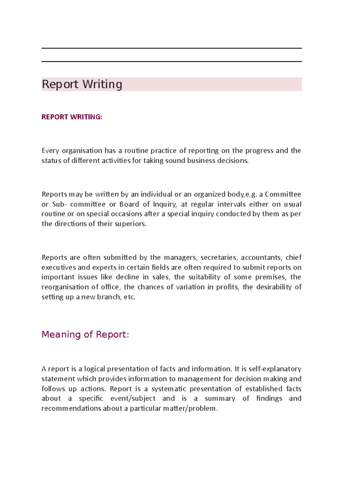 Effective Report Writing Techniques for Better Business Decisions - Studocu