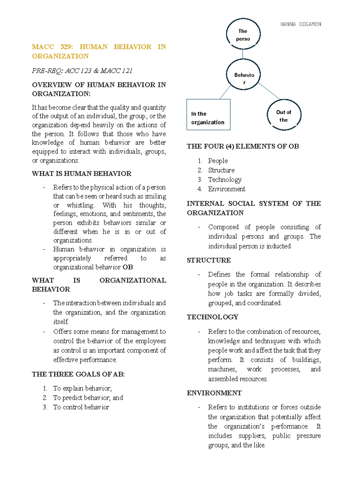 MACC 329 - Human Behavior in Organizations: Key Concepts & Theories ...