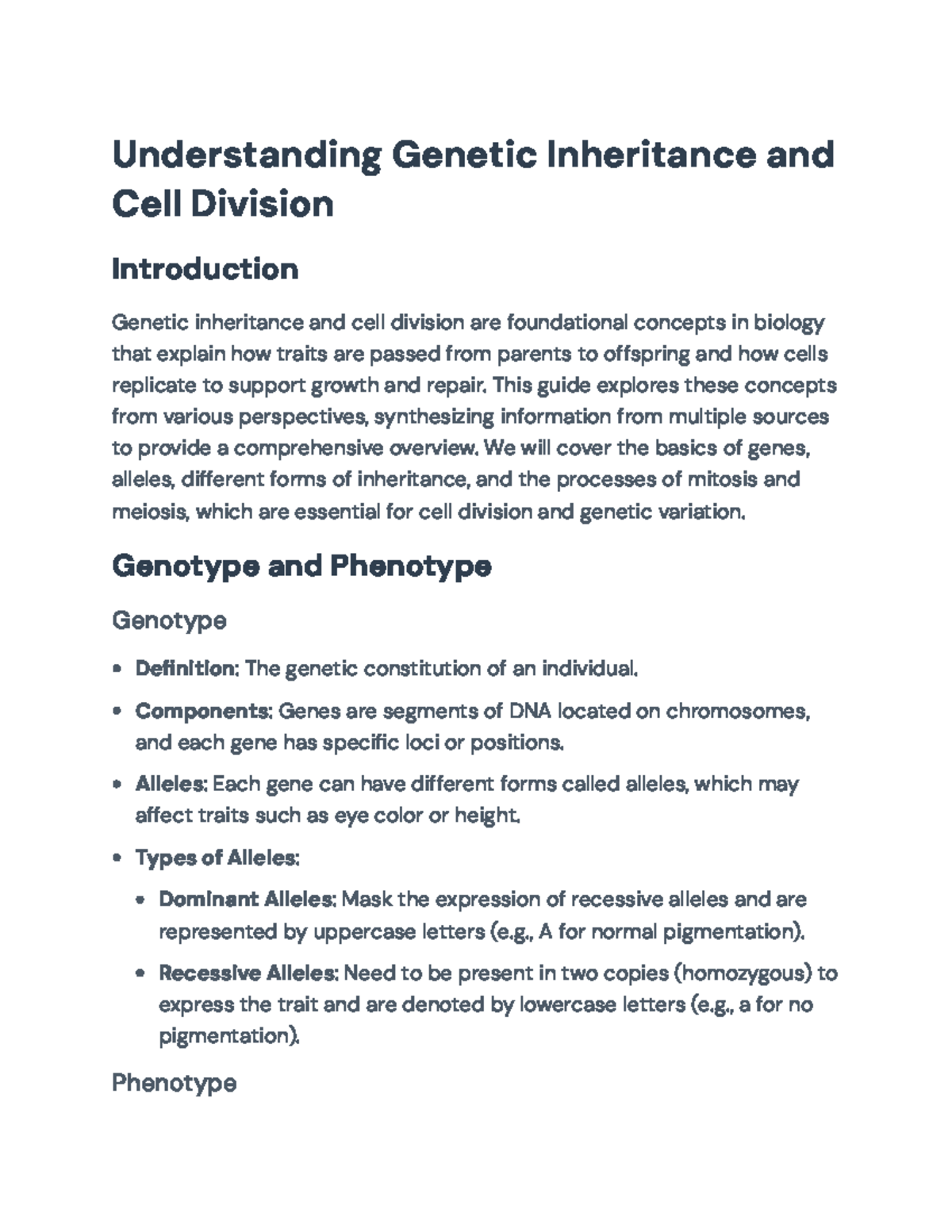 Genetic Inheritance and Cell Division: A Comprehensive Overview ...
