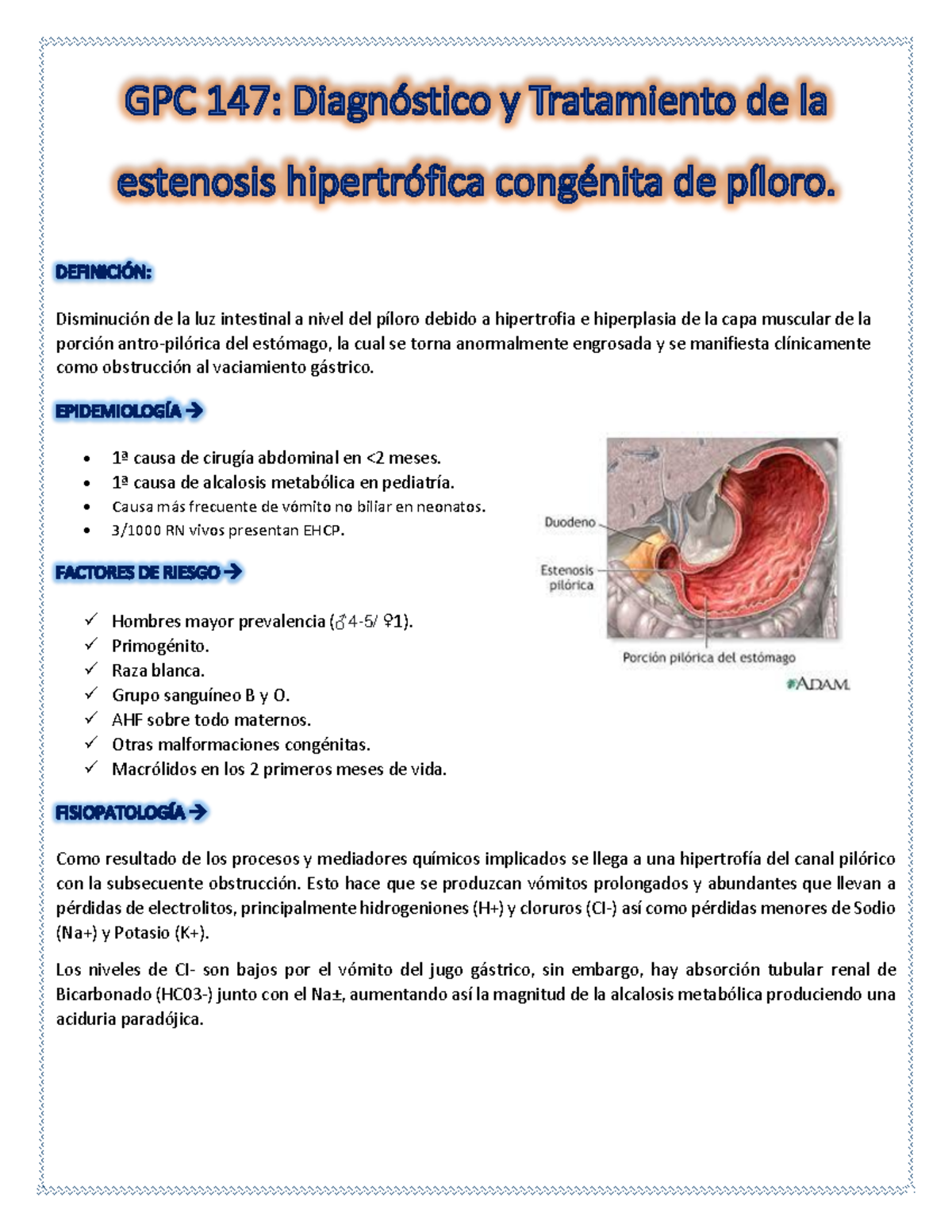 Estenosis hipertrófica congénita de píloro - DisminuciÛn de la luz ...
