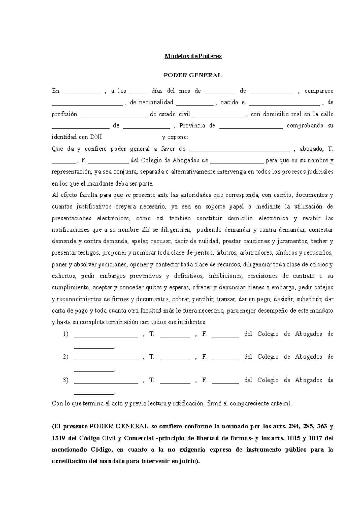 Modelo-DE- Poder- General 0 - Modelos de Poderes PODER GENERAL En ...