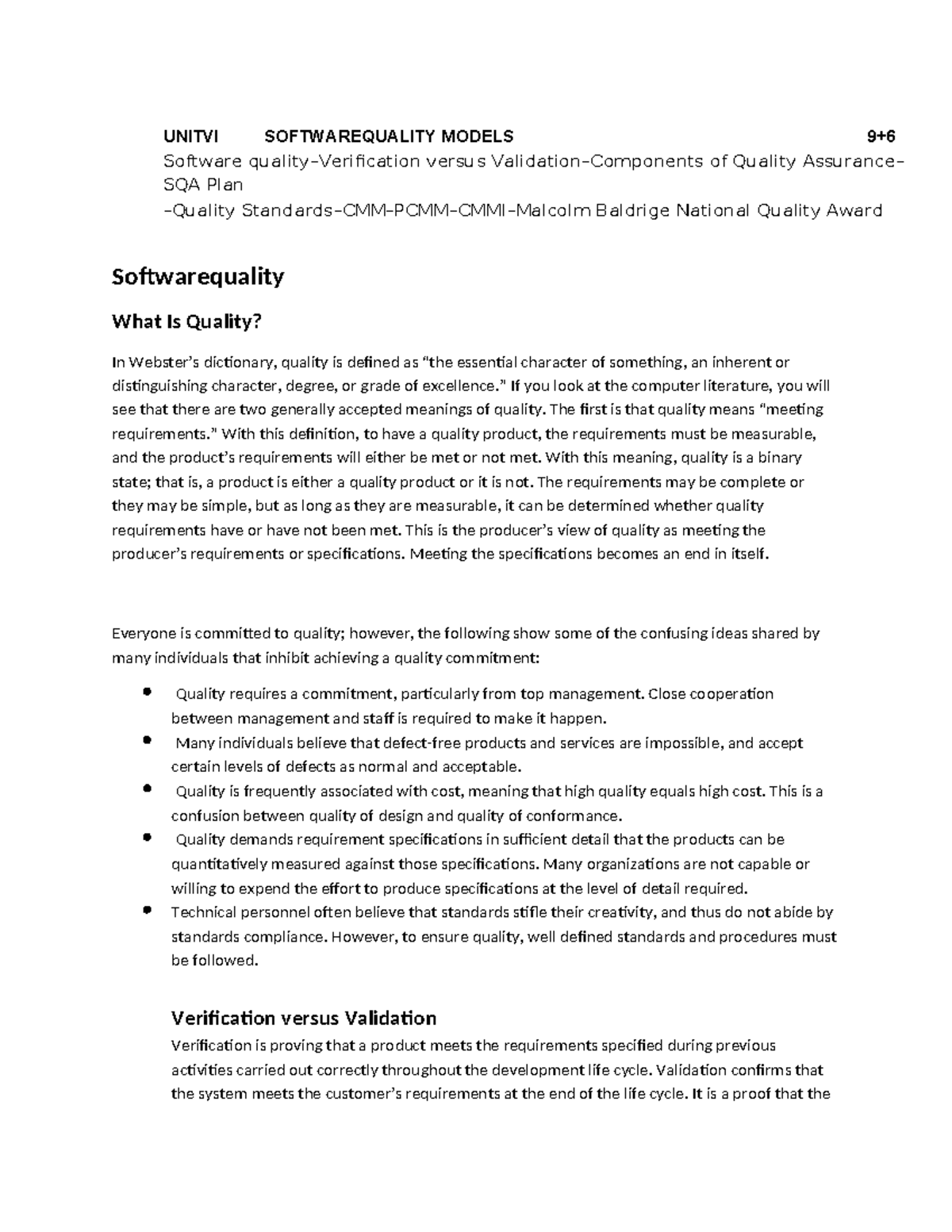 Unit 4 SQT: Software Quality Models and Assurance Strategies - Studocu