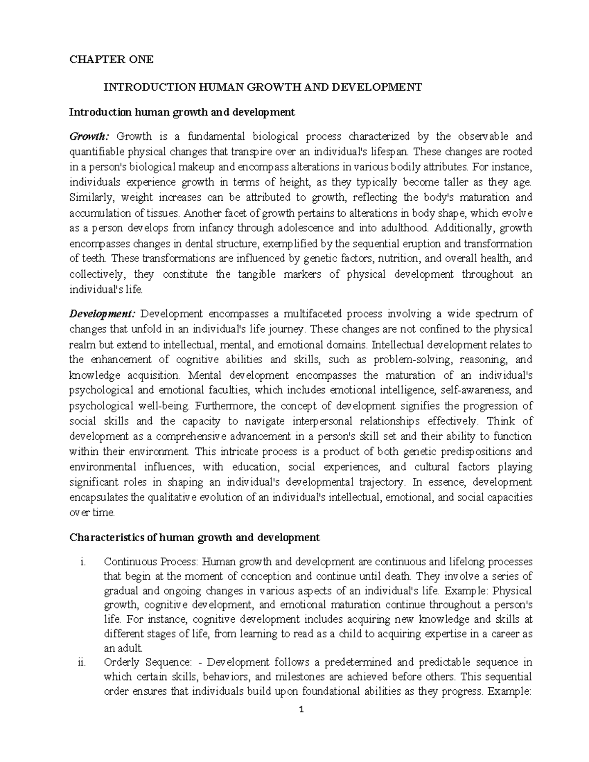 HGD 101: Chapter One - Introduction to Human Growth and Development ...