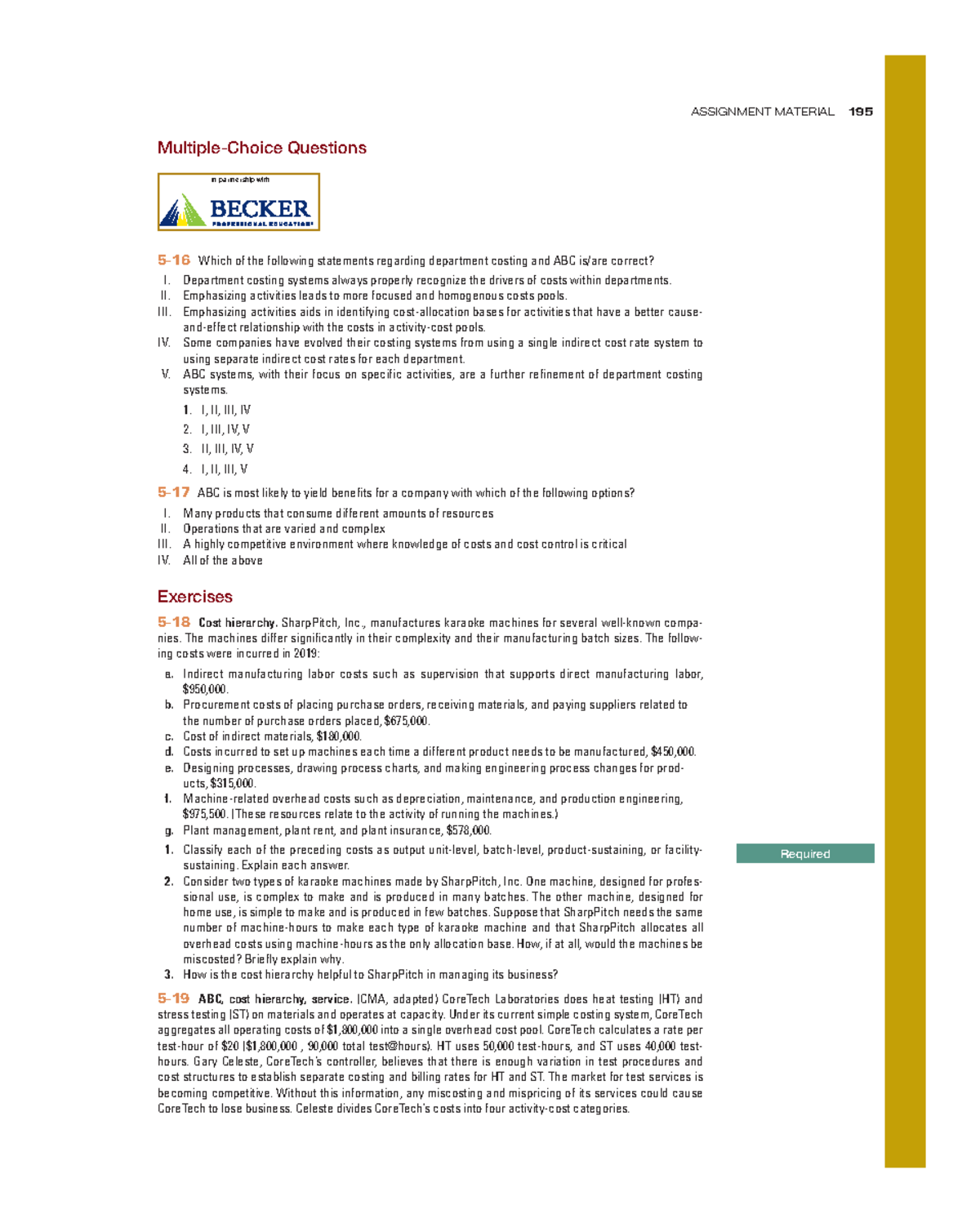 COST ACC HW C5 - Activity-Based Costing Exercises and Analysis - Studocu