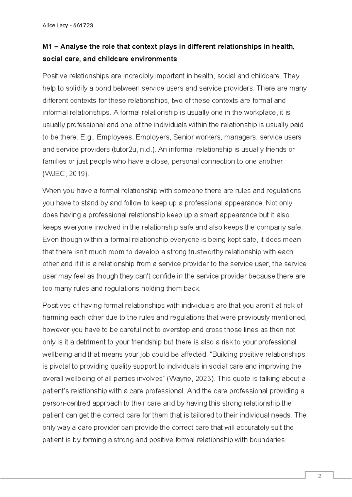 P2 - Unit 1: Building Positive Relationships in Health & Social Care ...