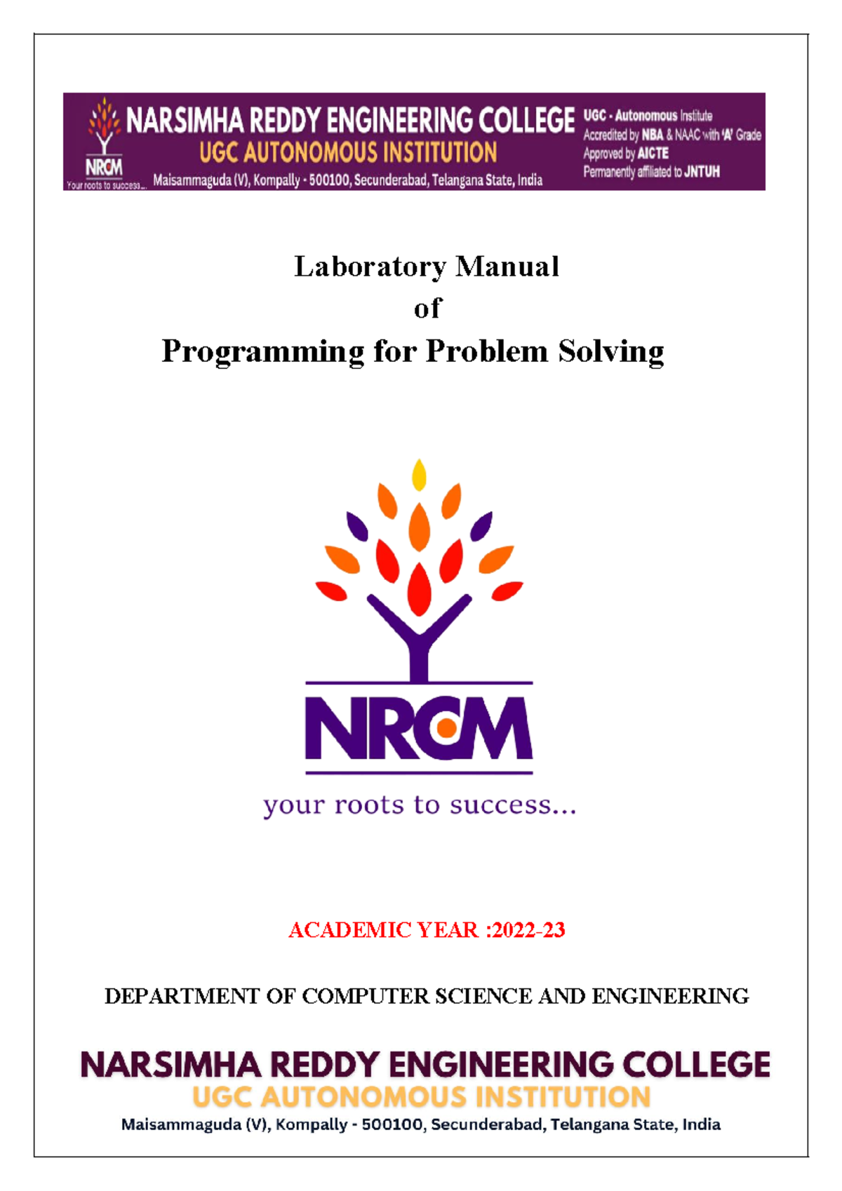 PPS-LAB: Programming for Problem Solving Manual (CS106ES/CS206ES) - Studocu