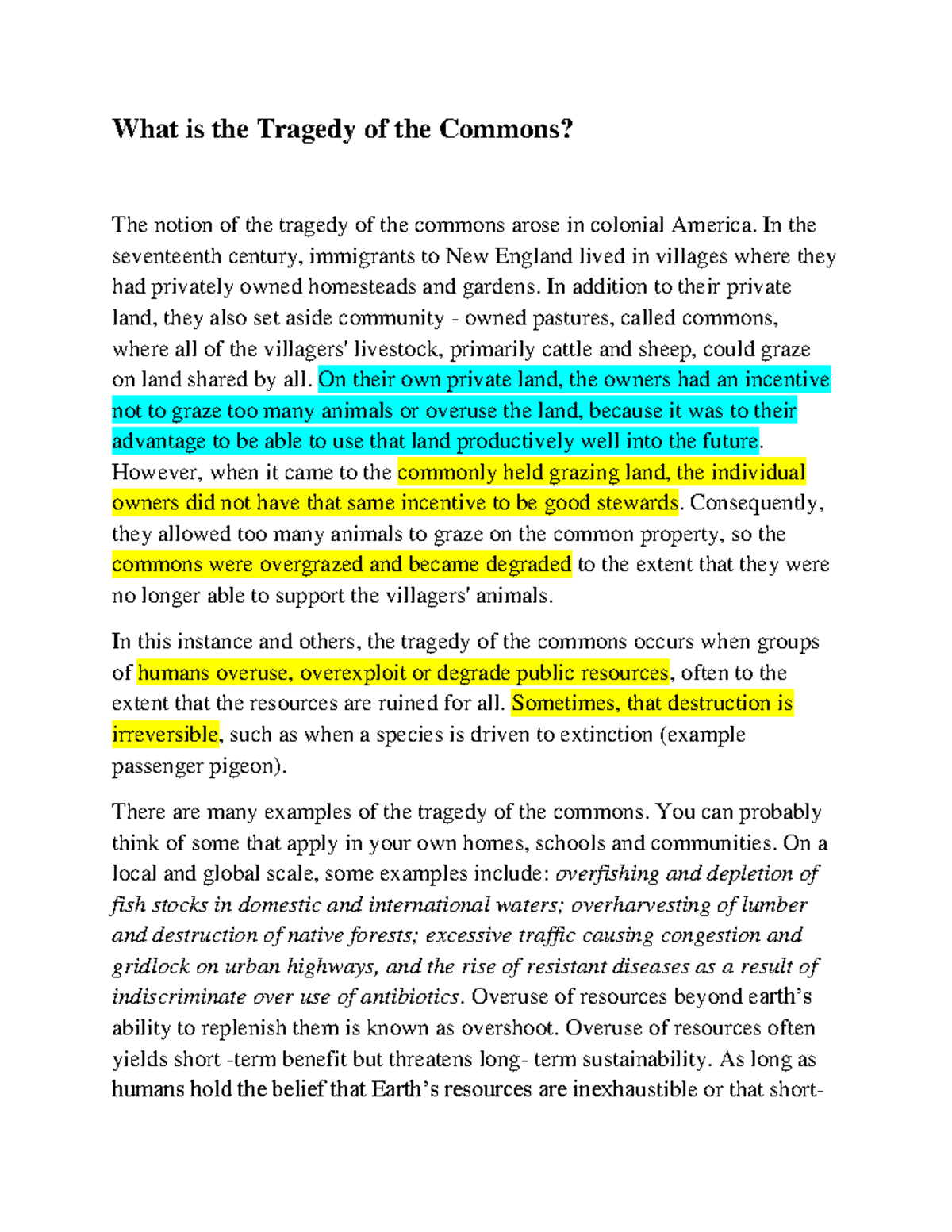 The tragedy of commons - What is the Tragedy of the Commons? The notion ...