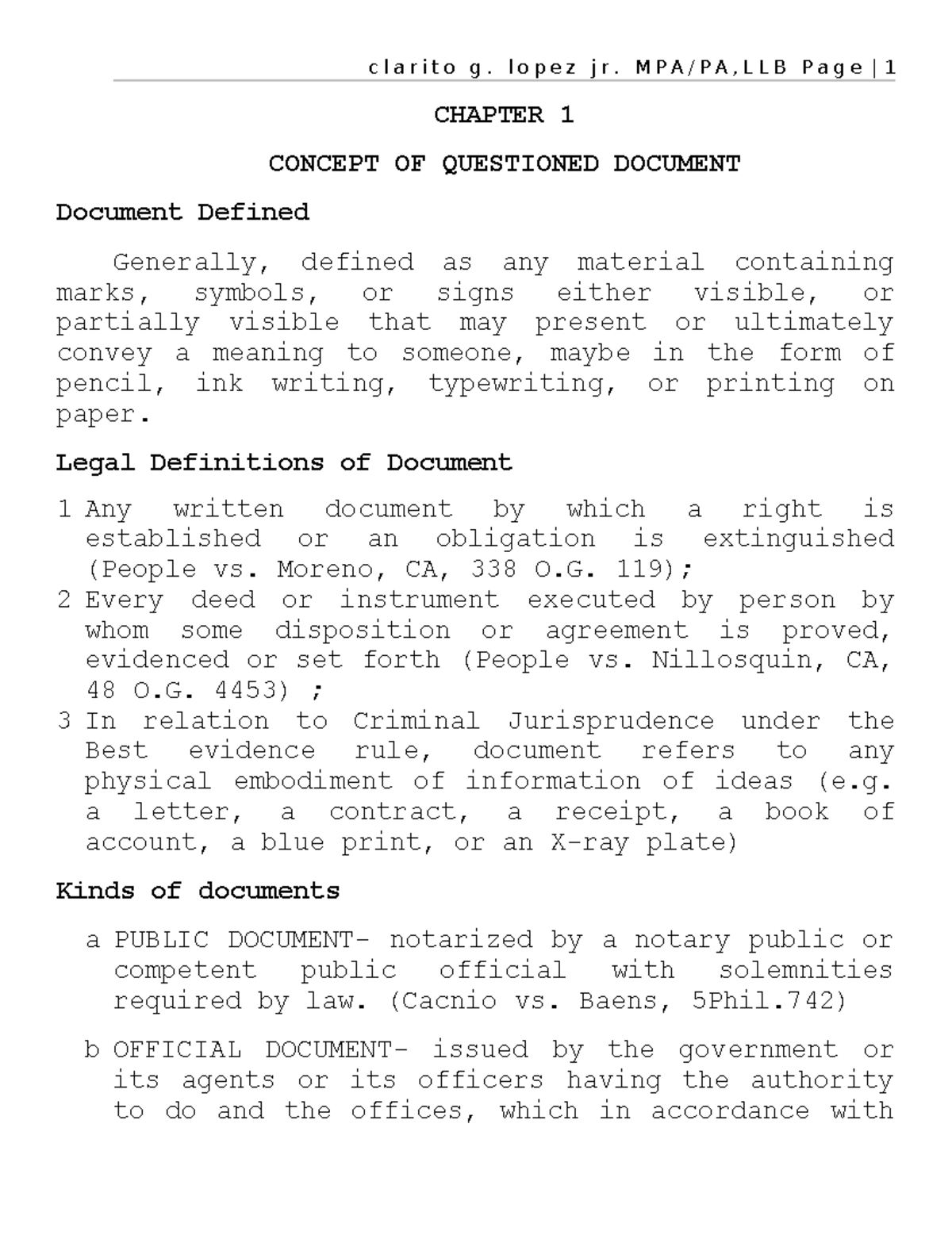Questioned Documents Examination - CHAPTER 1 CONCEPT OF QUESTIONED ...