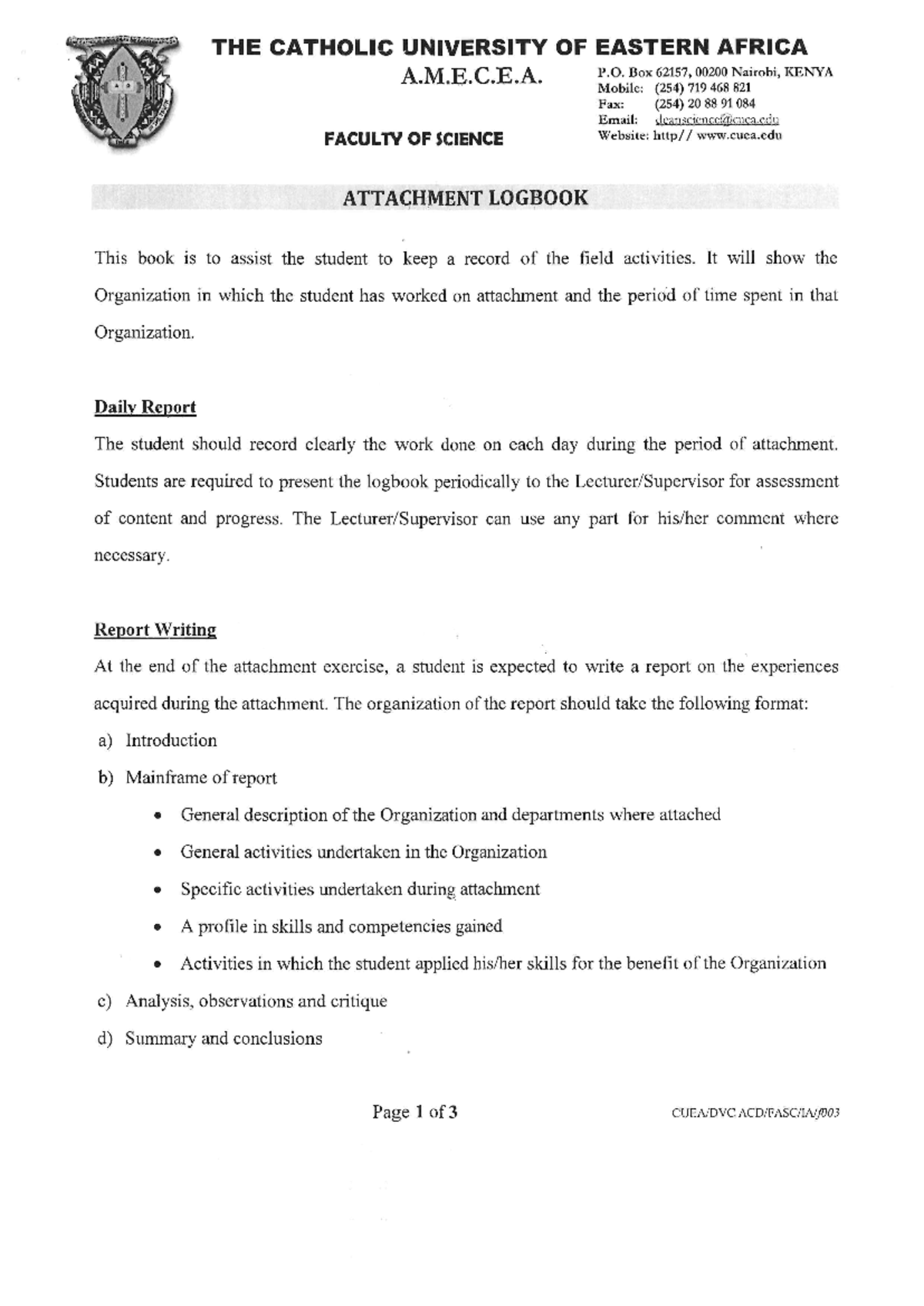 Attachment Logbook for Student Field Activities - HFYBFFJN - Studocu