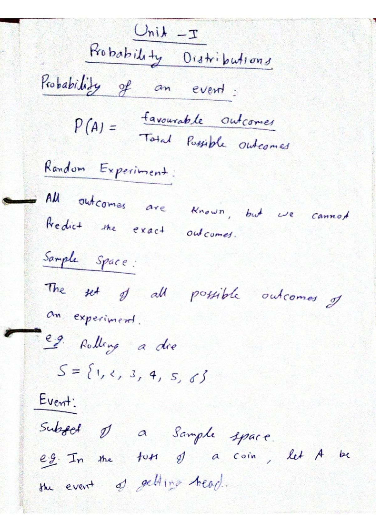 Unit-1, Probability and Queueing Theory - Unit Probability ...