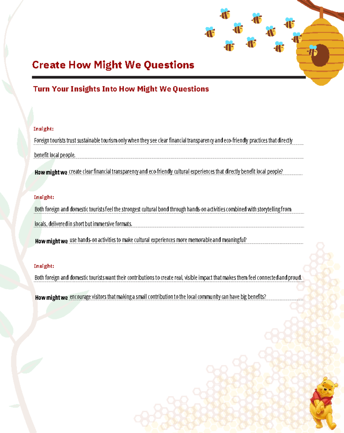 How Might We Questions for Sustainable Tourism Insights - Studocu