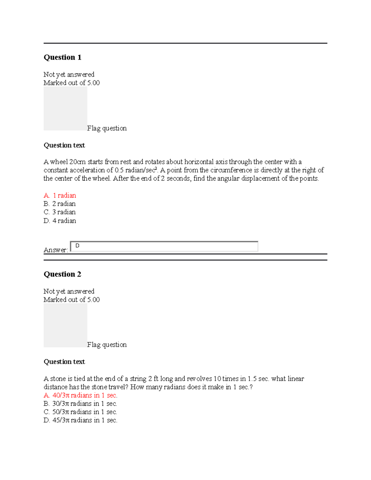 Short Quiz Lf Exam Zero - Angular Motion and Calculations - Studocu