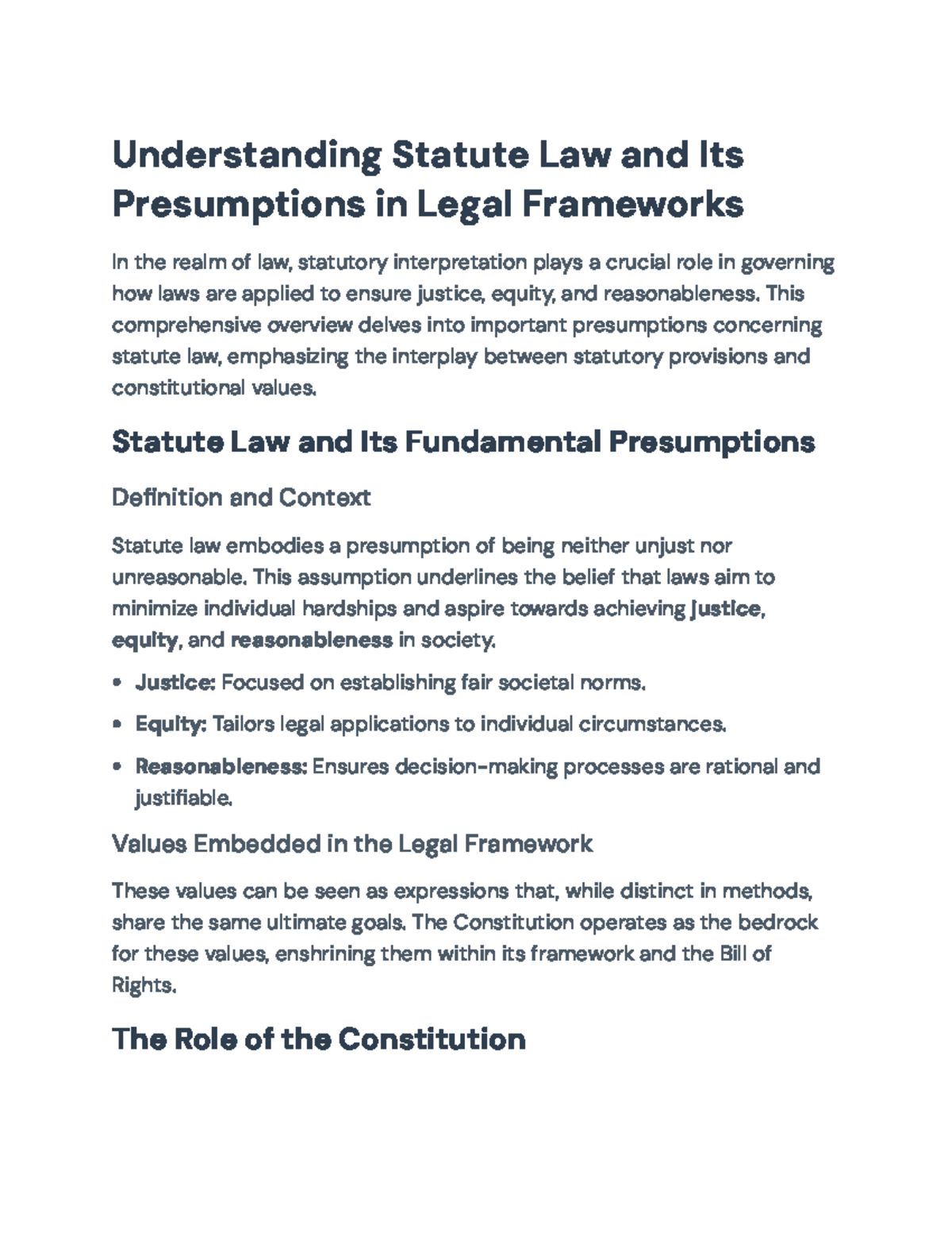Understanding Statute Law & Constitutional Presumptions: A Legal ...