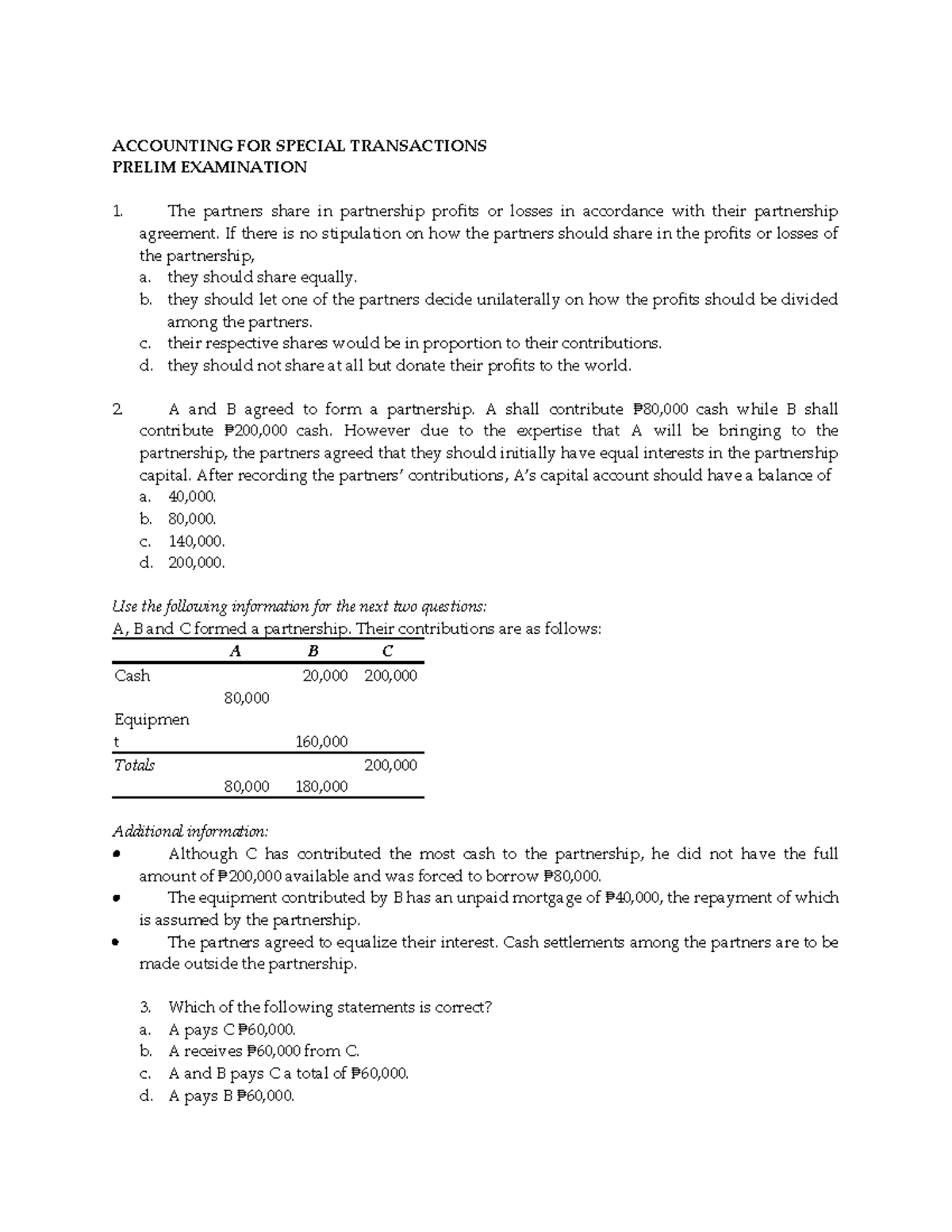ACCT 101 - Prelim Exam Practice on Special Transactions - Studocu