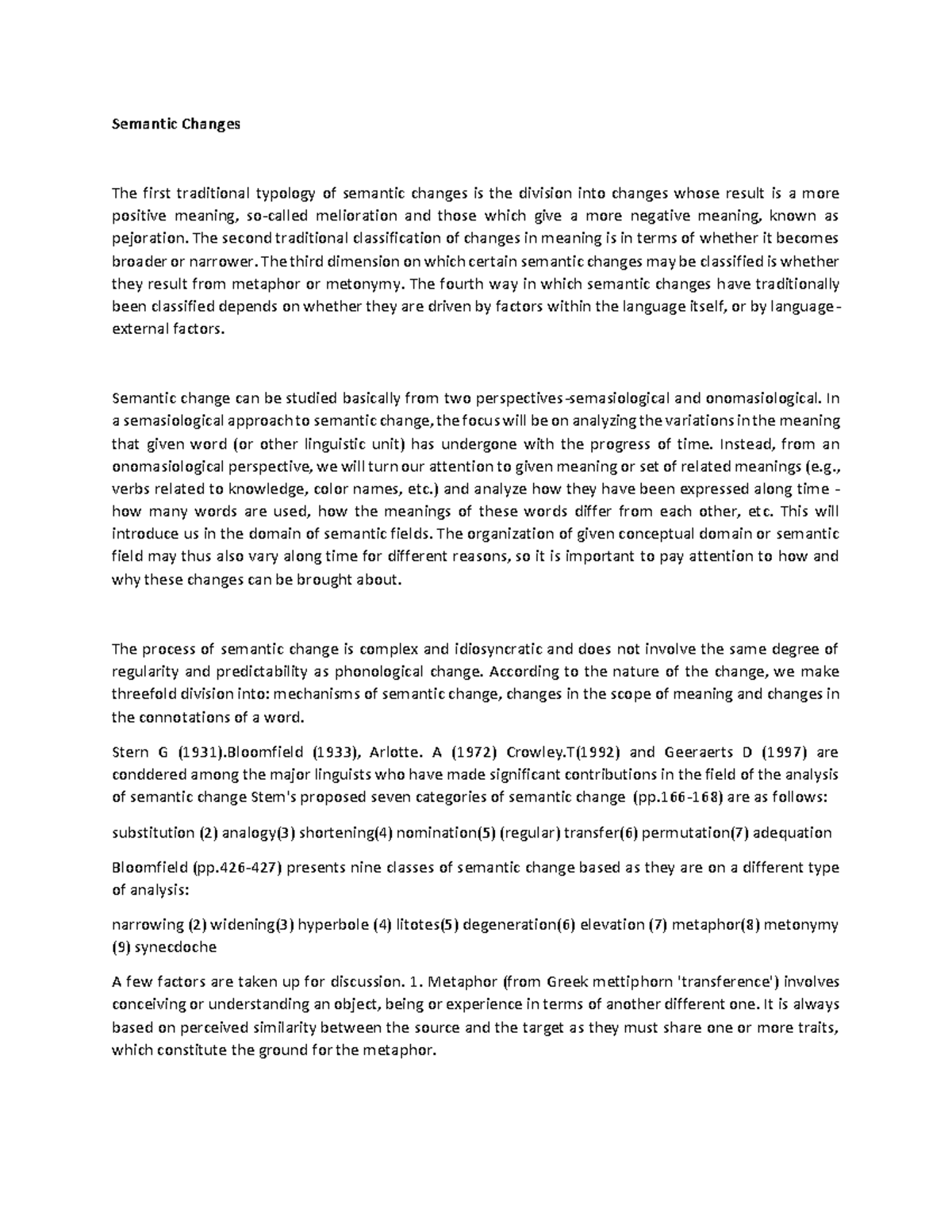 Semantic changes - The second traditional classification of changes in ...