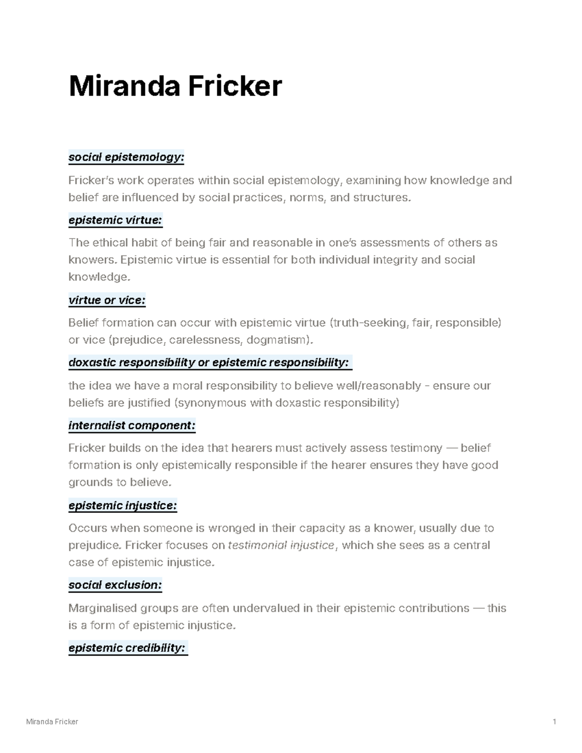 Miranda Fricker's Social Epistemology: Understanding Epistemic ...