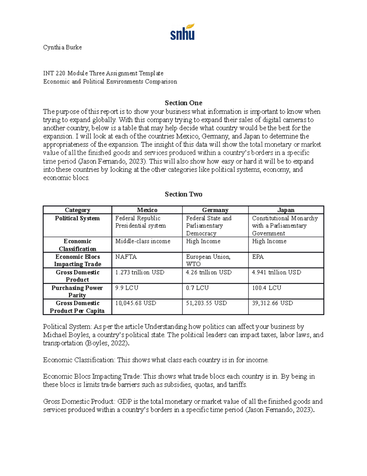 INT 220 Module 3 Assignment: Global Expansion Analysis for Japan - Studocu