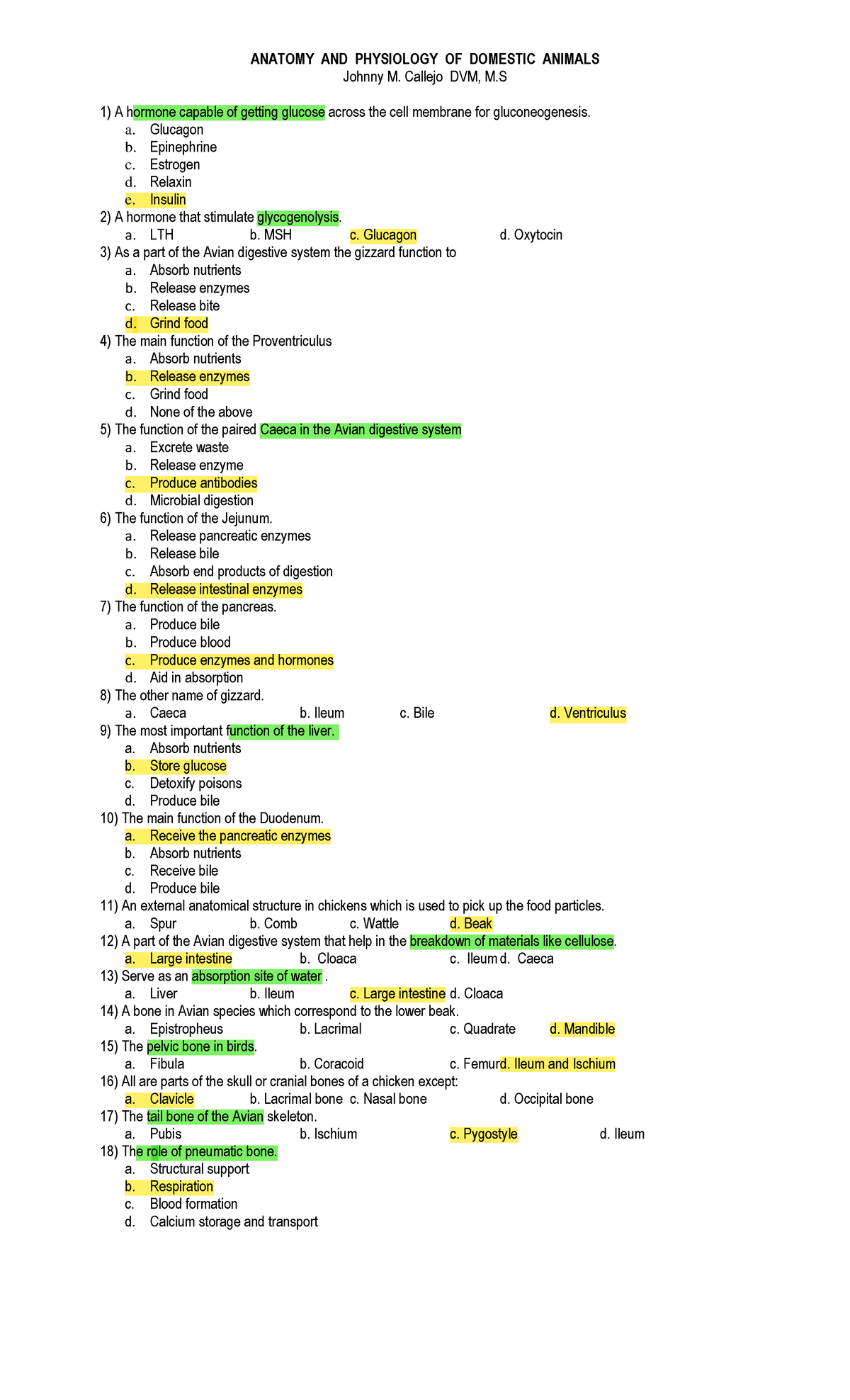 Review of ANSCI 101: Anatomy and Physiology of Domestic Animals - Studocu