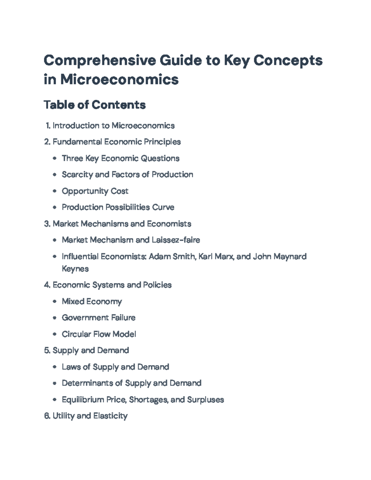 Comprehensive Microeconomics Concepts Review - Final Exam Notes ...
