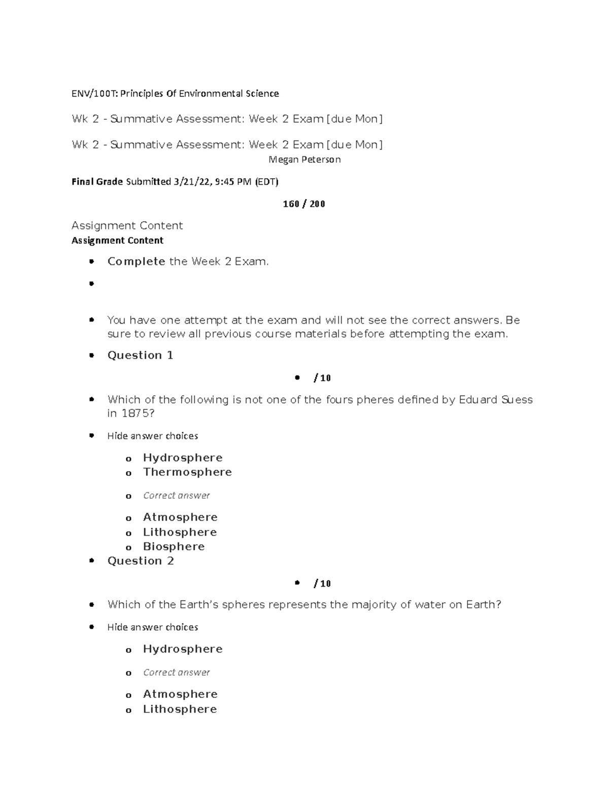 Week 4 exam - week 4 exam review study guide - Wk 4 - Summative ...