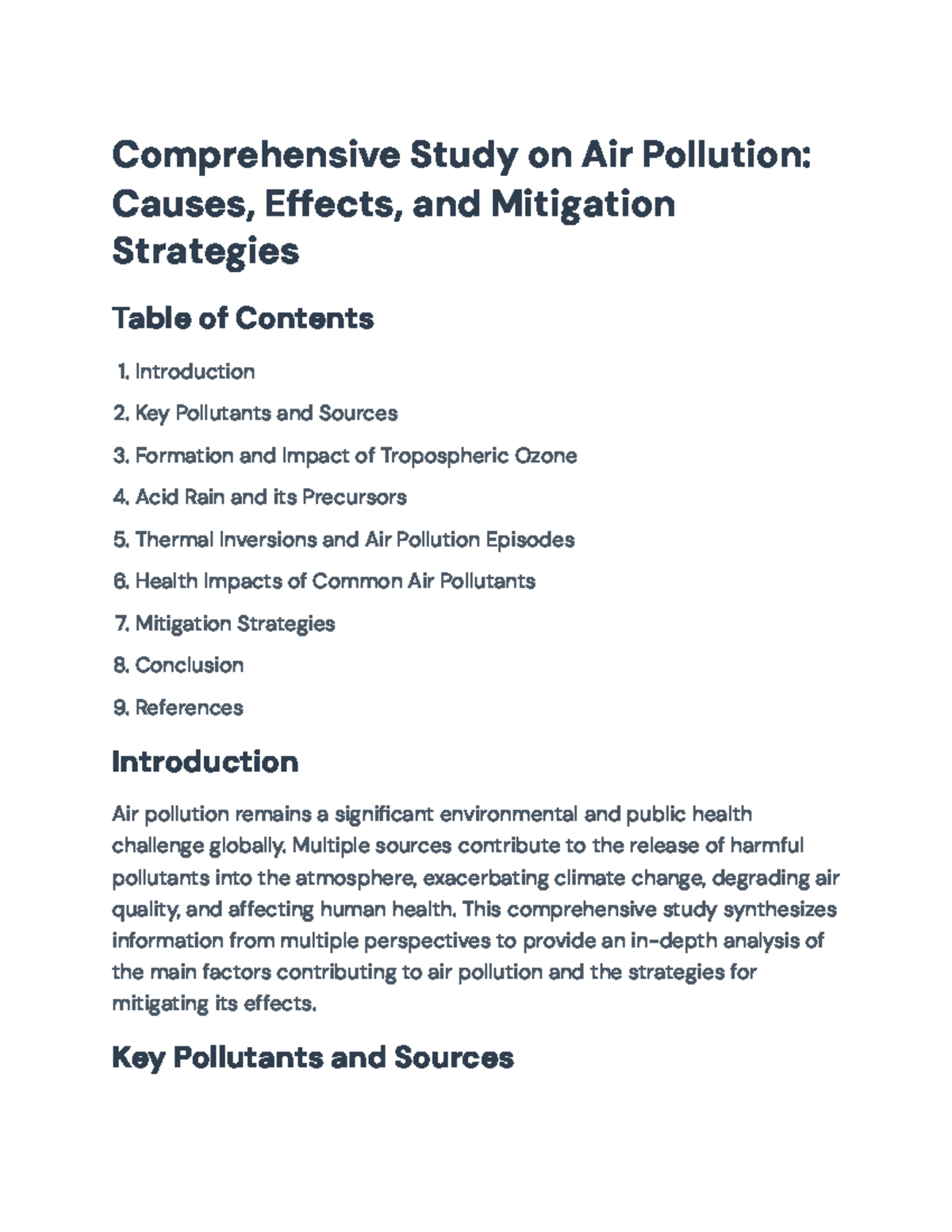Comprehensive Study on Air Pollution: Causes, Effects & Mitigation ...