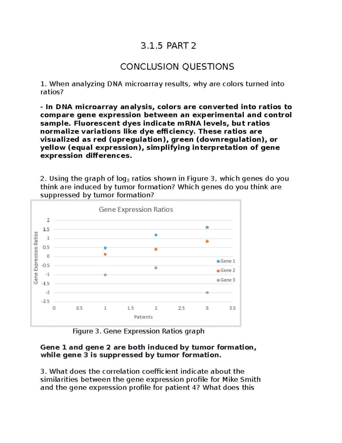 PLTW Assignment 3.1.5 Part 2: Analyzing DNA Microarray Results and ...