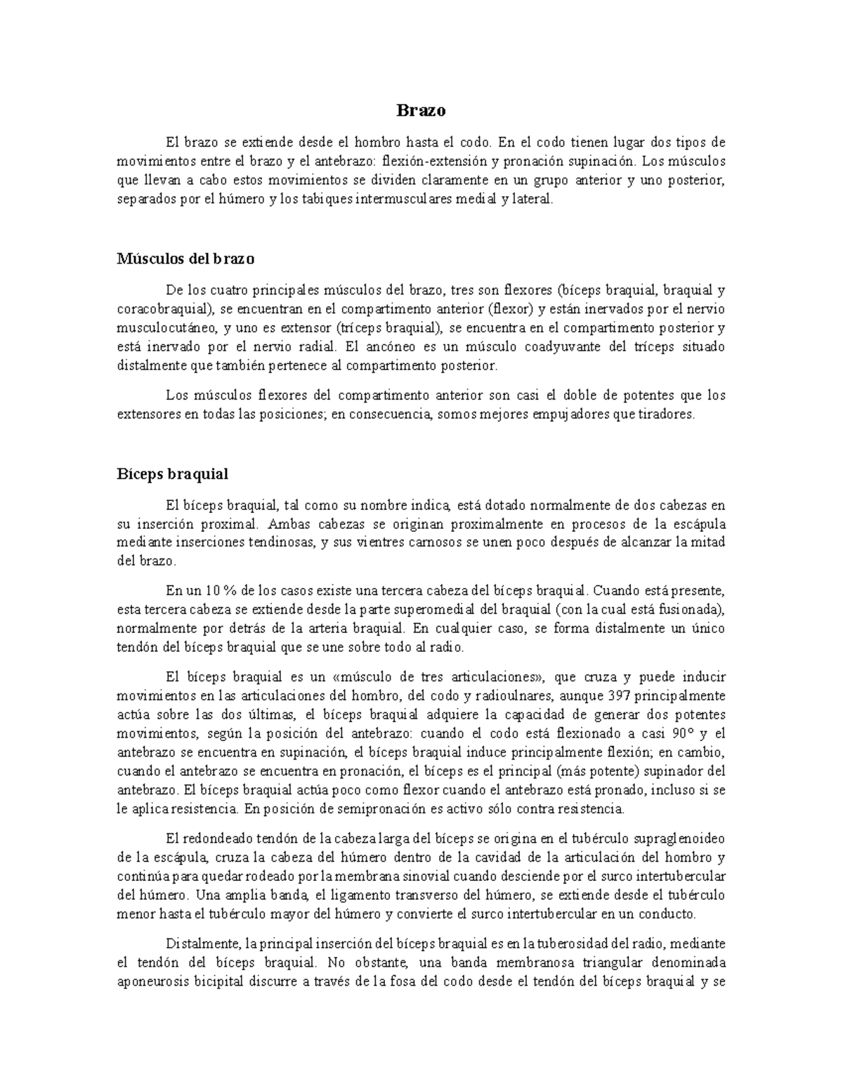 C3 y C4: Anatomía del Brazo y Antebrazo - Resumen Completo - Studocu