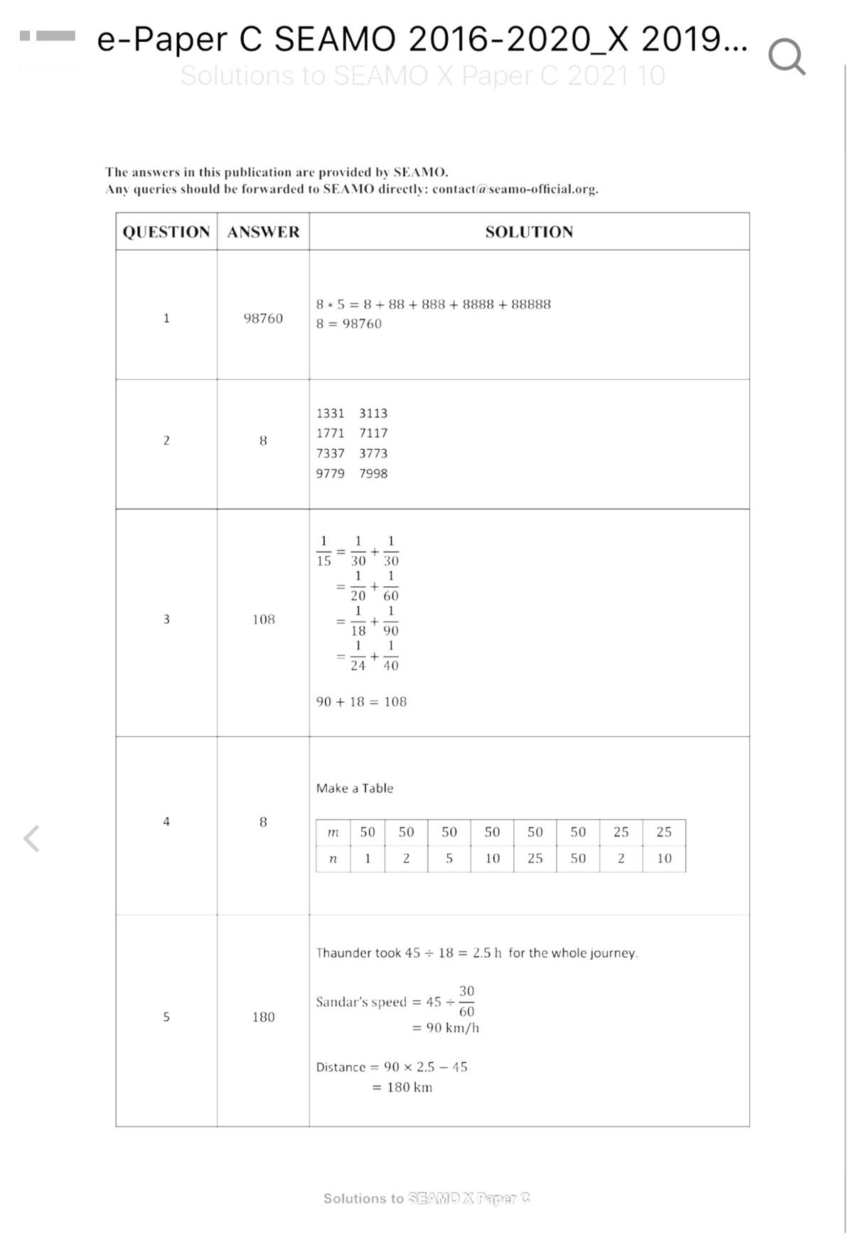Seamo X 2021 Paper C Solutions - MA1301 - Studocu