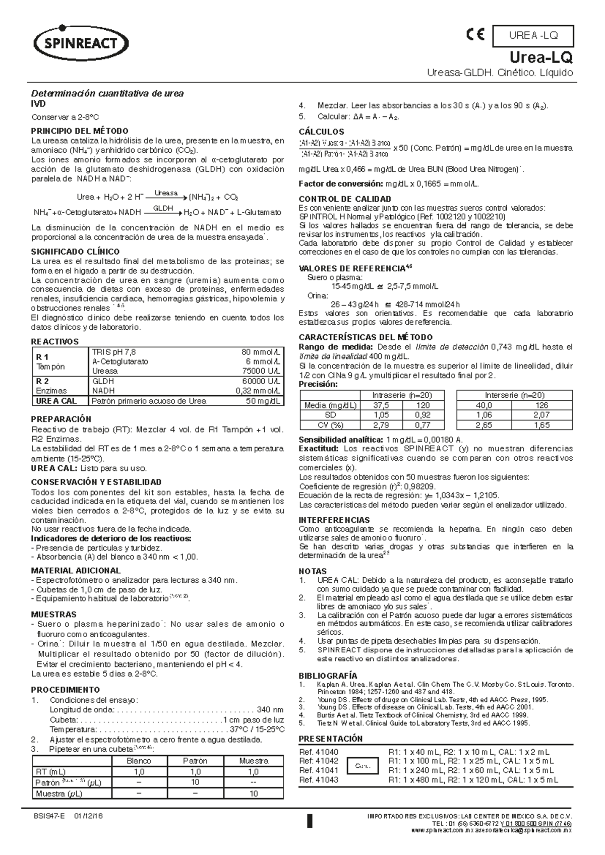 BSIS47-E Urea Kinetics Procedure for Spinreact Analysis - Studocu