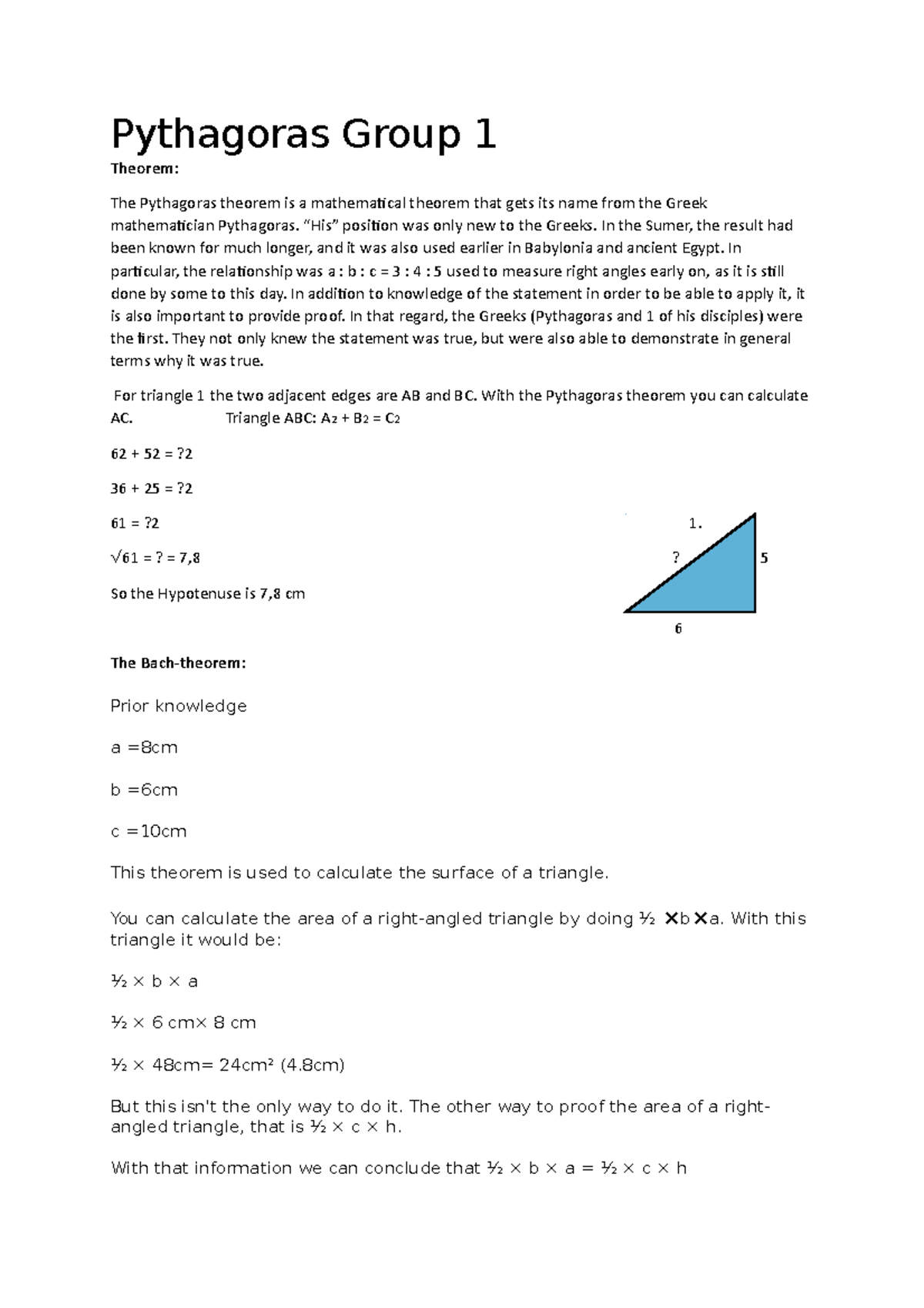 Pythagoras Theorem & Applications in Geometry - Group 1 Study Notes ...