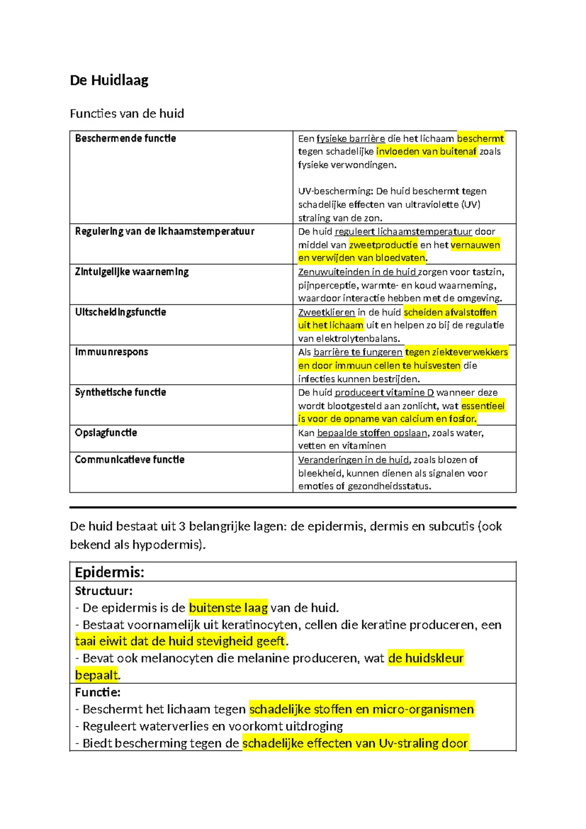 Week 5 - Huidlagen en Functies - Les 2 - Studeersnel