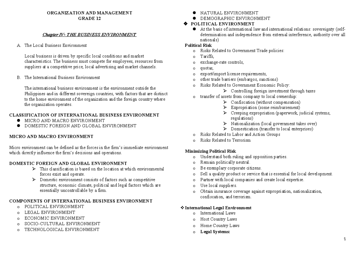 Organization and Management - CH 4-7 Handouts for GRADE 12 - Studocu