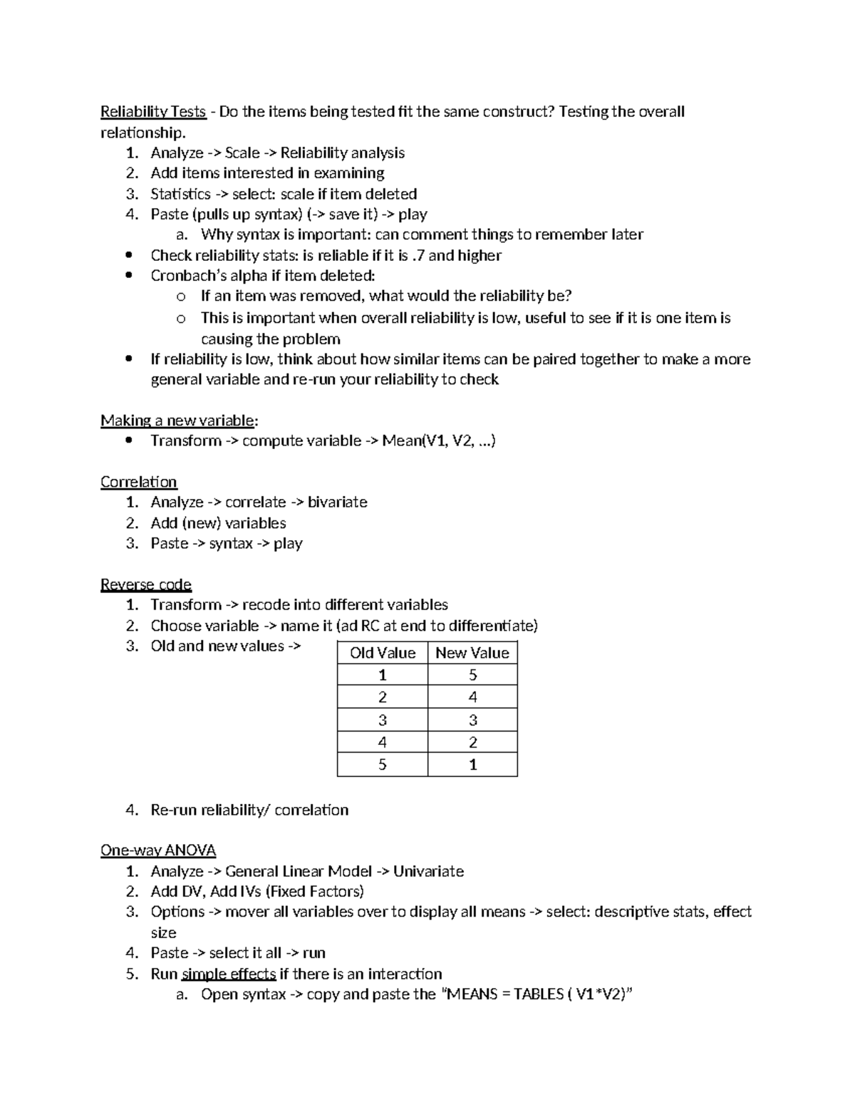 SPSS How-To: Reliability Tests & Analysis Techniques - Studocu