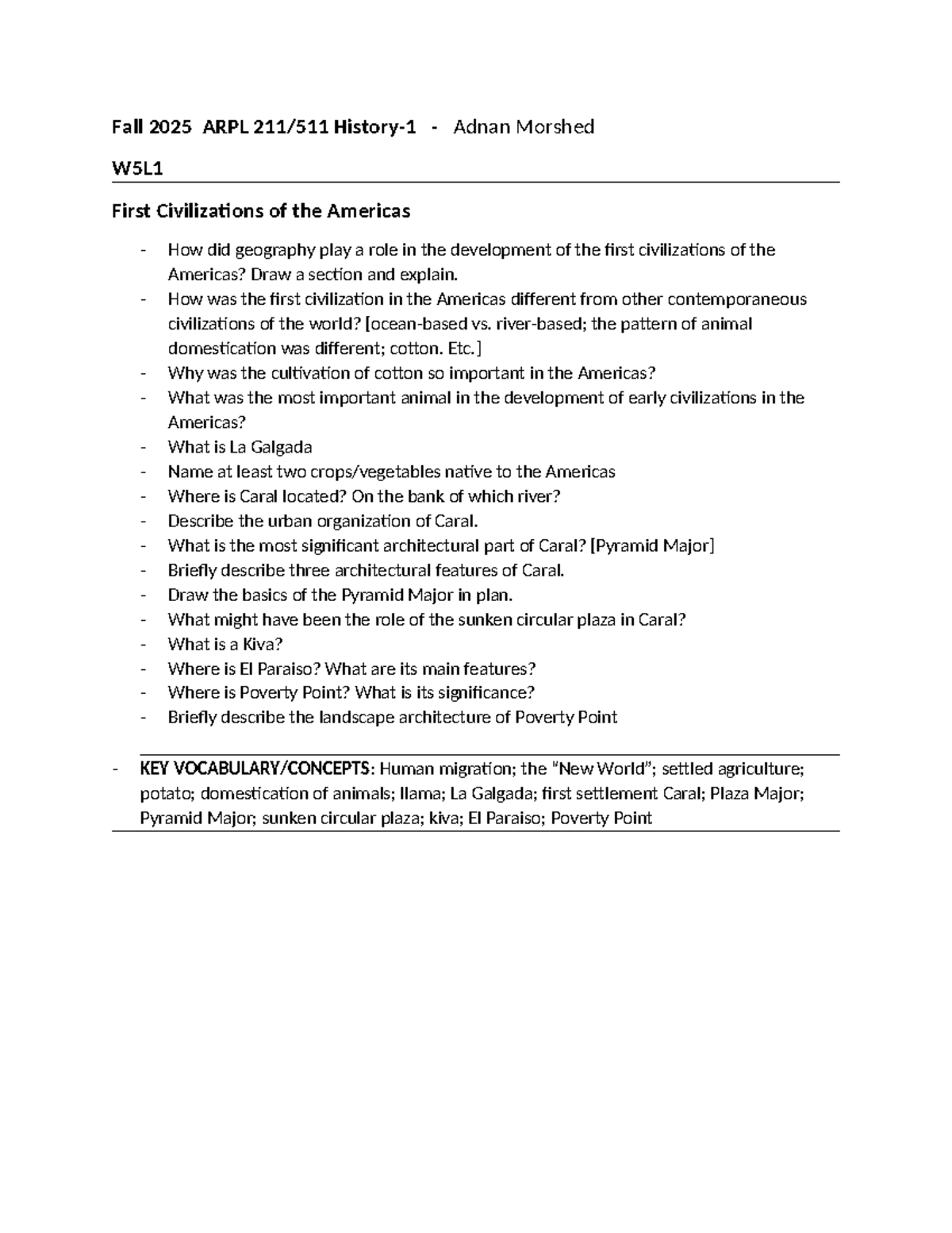 First Civilizations of the Americas - ARPL 211/511 Lecture Notes - Studocu