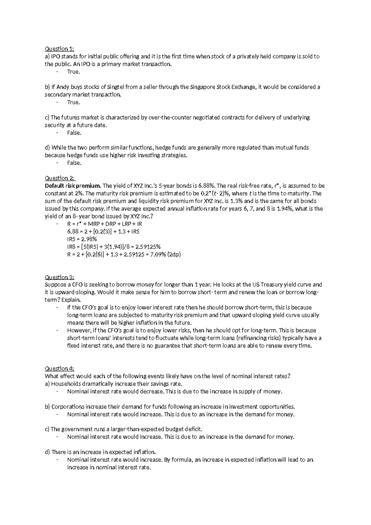 AB1201 FM Sem 3 Tutorial Qns - Detailed Answers & Analysis - Studocu