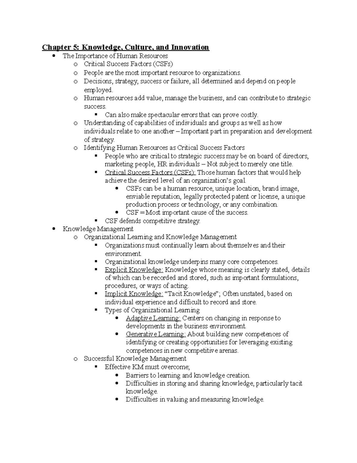 Chapter 5 Strategic Management: Knowledge, Culture, and Innovation ...