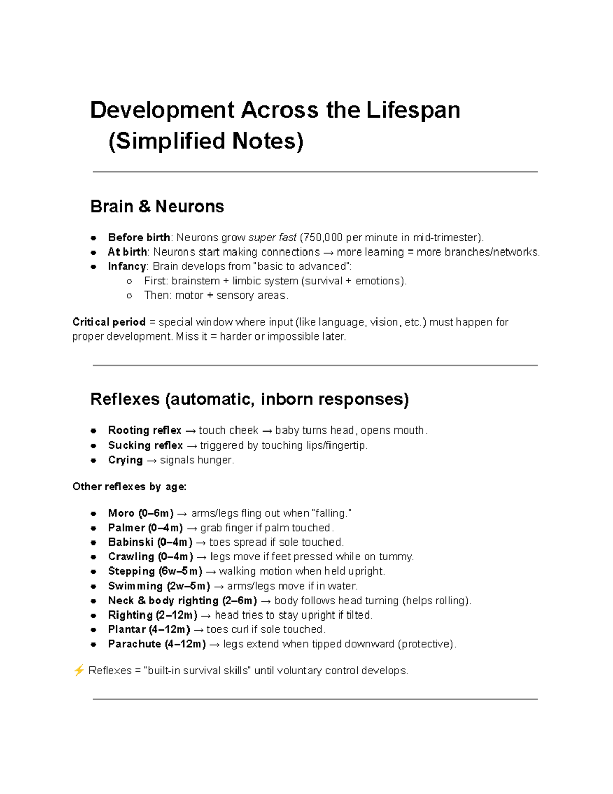 Development Across the Lifespan (PSY 101) - Key Concepts & Stages - Studocu